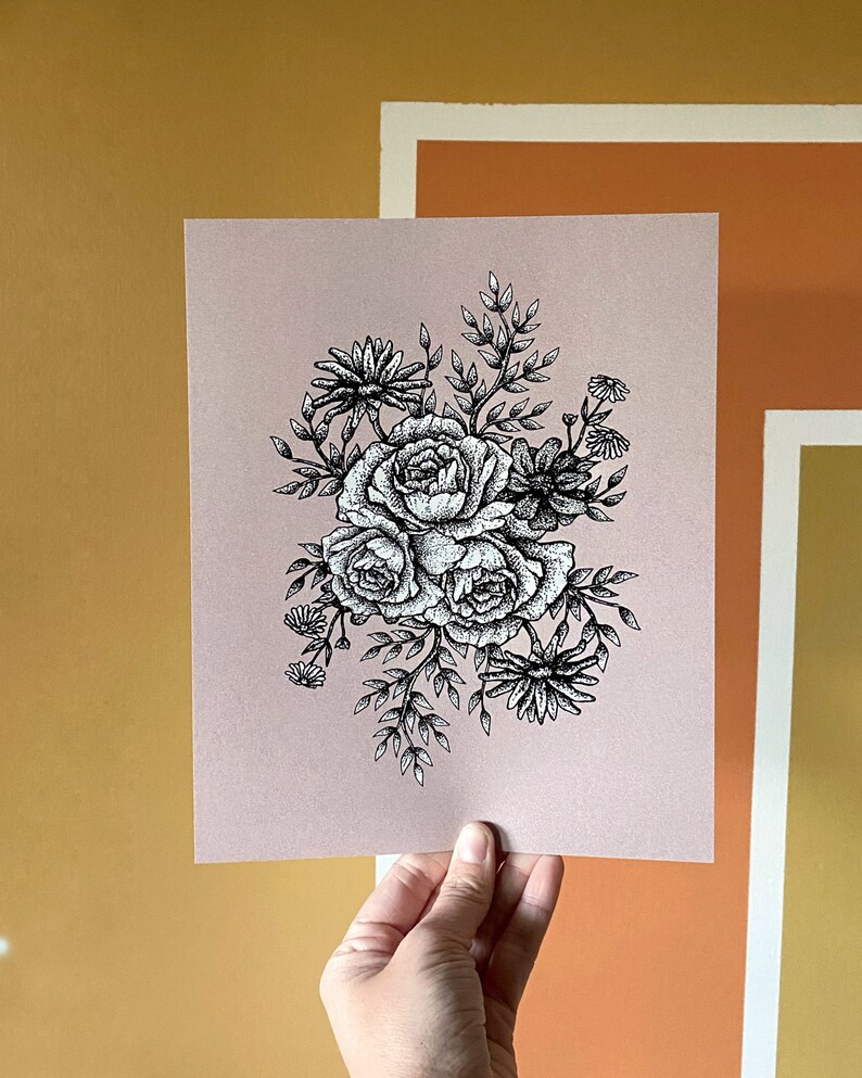 Flower Cluster Print Flower Art Print Roses Wall Art - Etsy