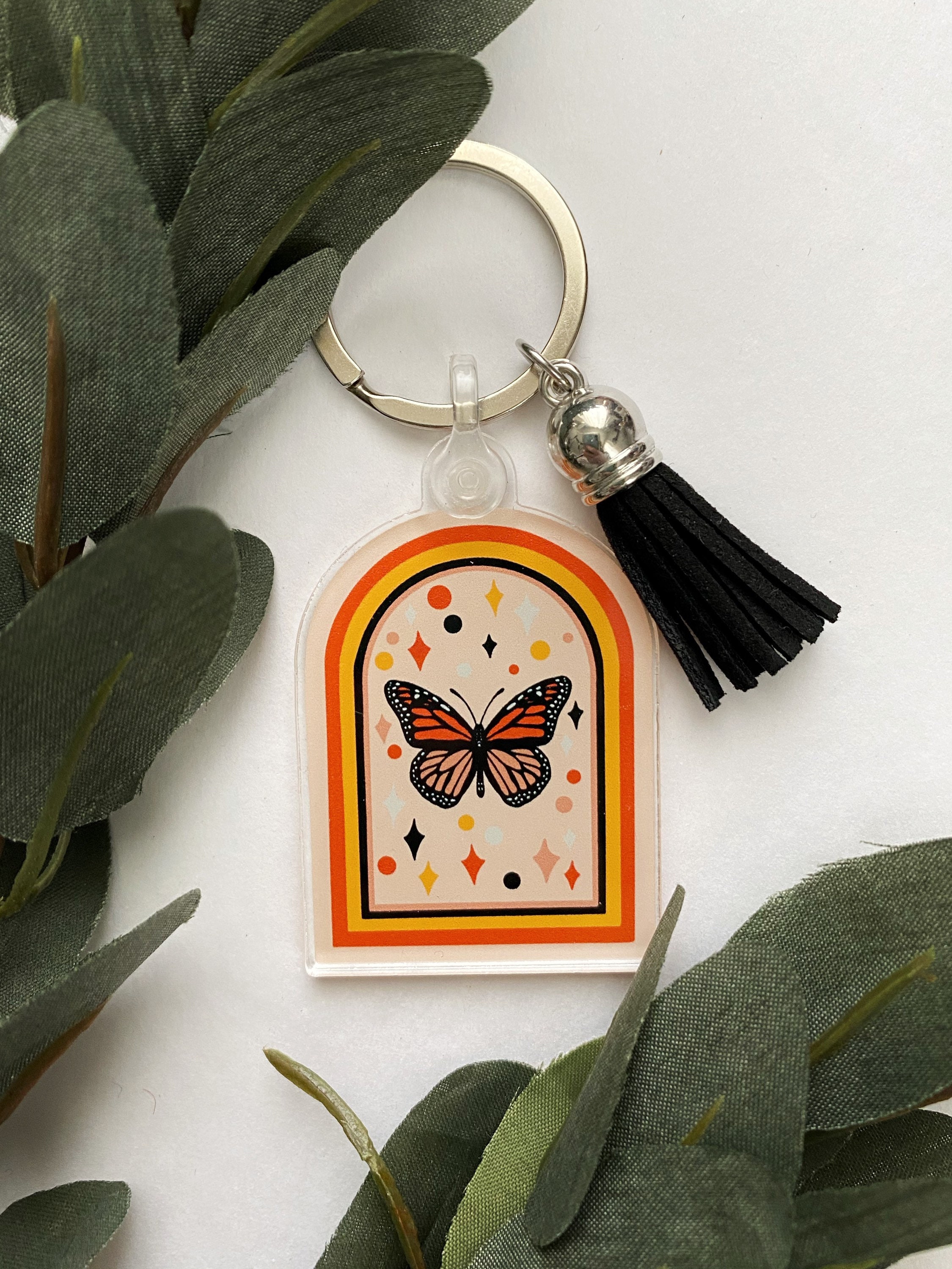 Monarch Keychain Butterfly Keychain Colorful Keychain - Etsy