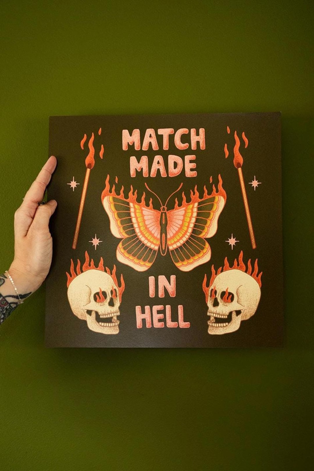 Match Made in Hell | Traditional Style Art | Funky Home Decor - Etsy