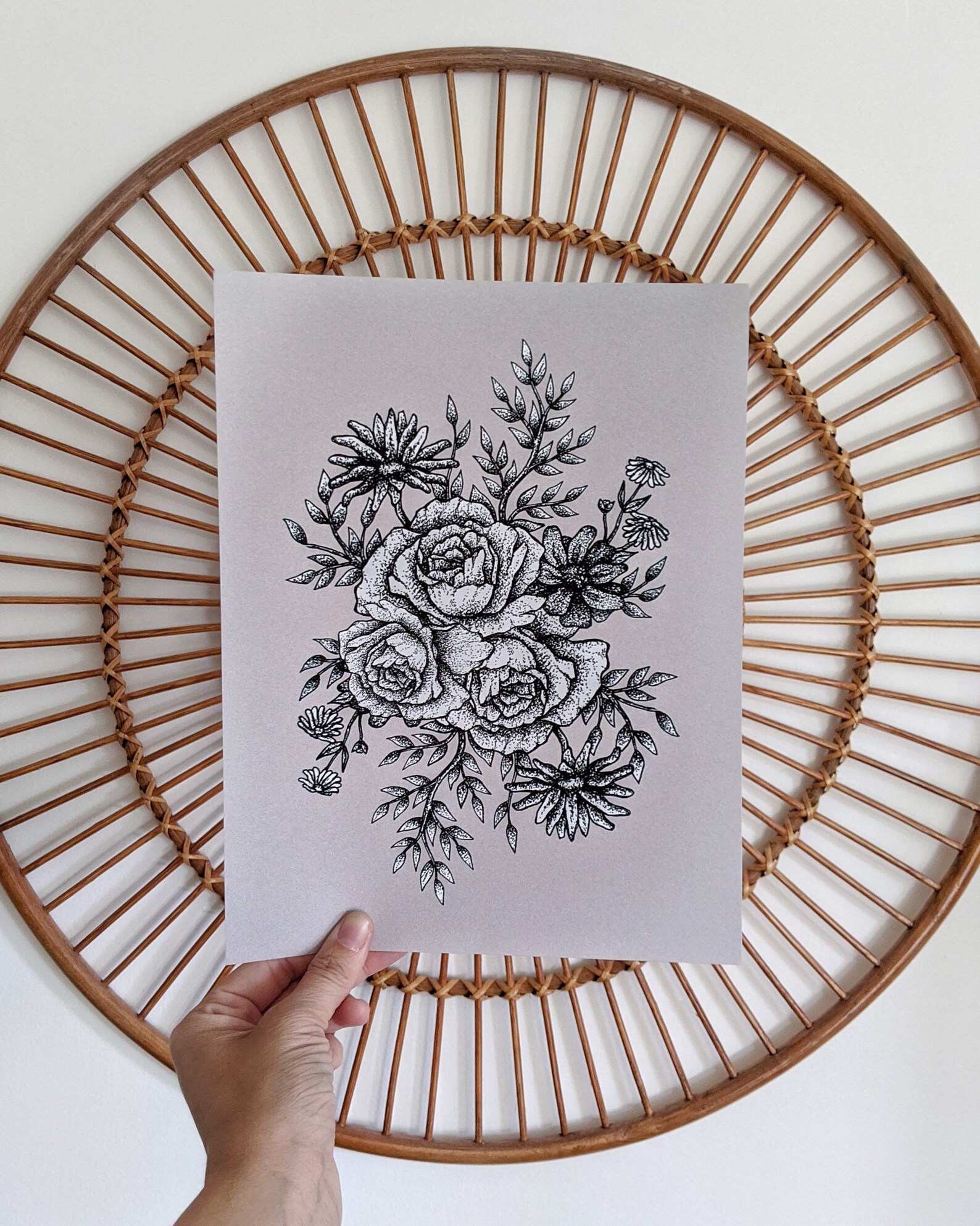 Flower Cluster Print Flower Art Print Roses Wall Art | Etsy