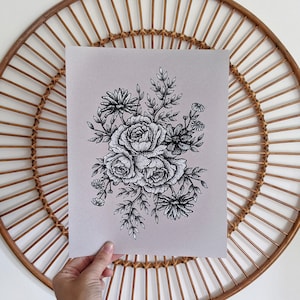 Flower Cluster Print | Flower Art Print | Roses Wall Art - Etsy