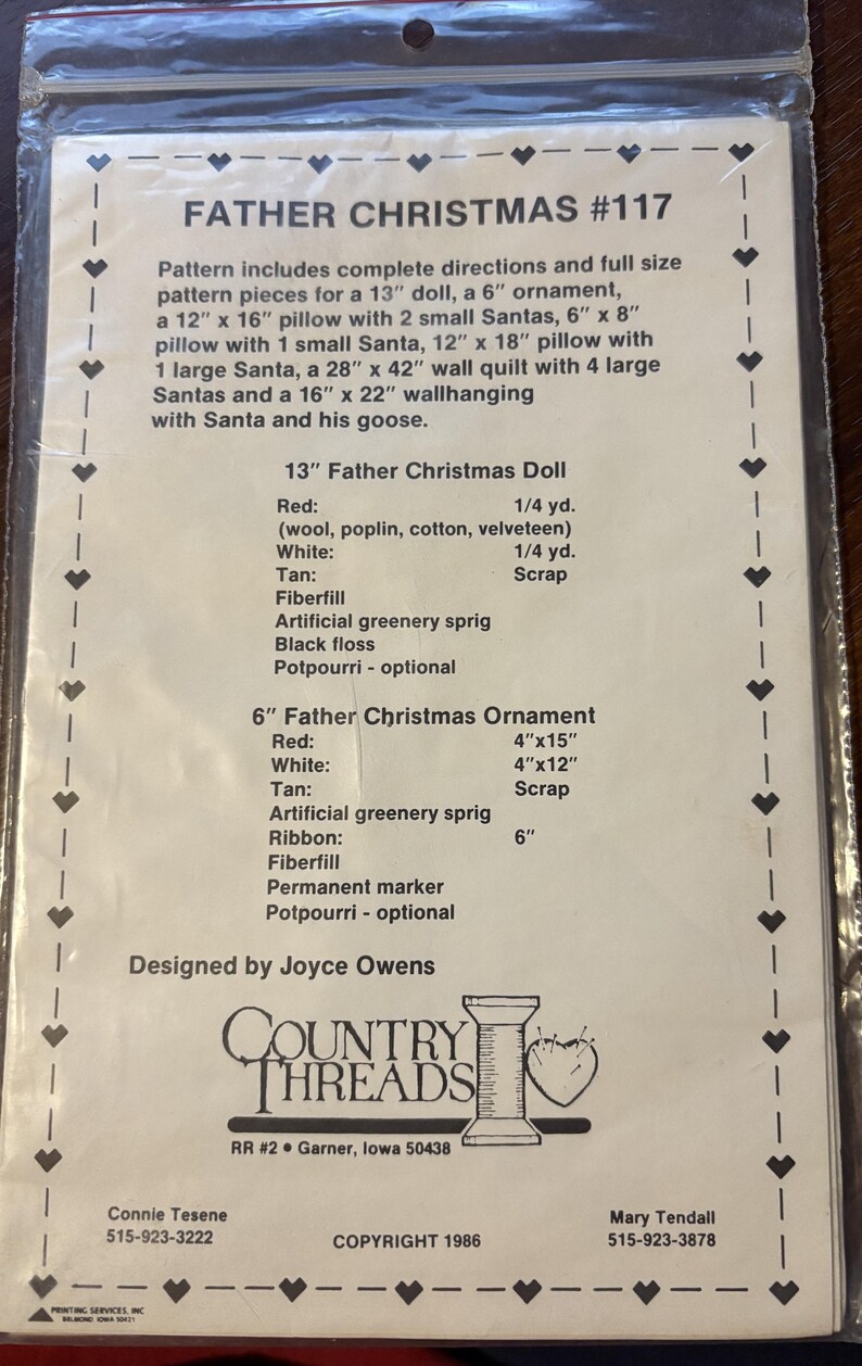 Father Christmas Quilt Pattern by Country Threads - Etsy