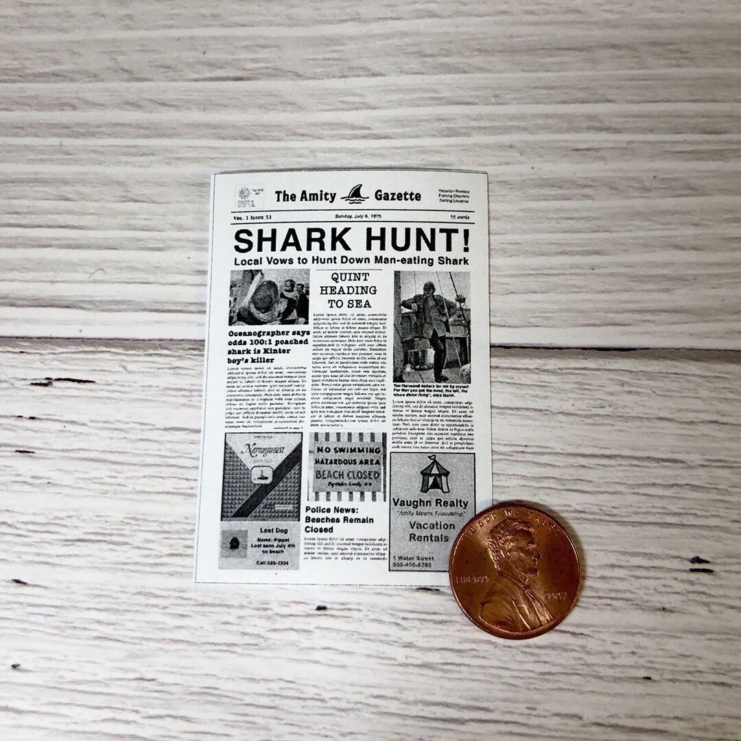 Jaws Miniature Horror Newspaper, Jaws Newspaper, Jaws Newspaper for ...