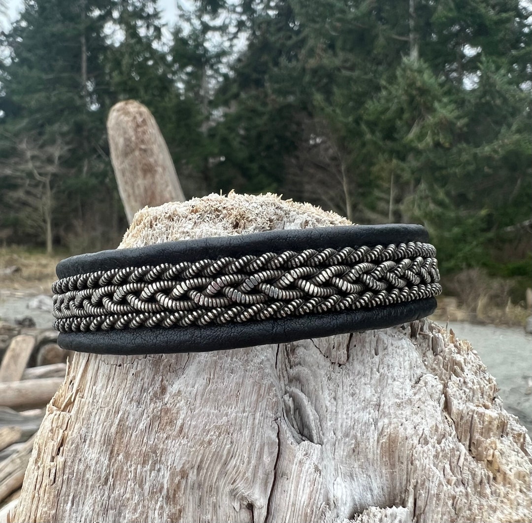 Black Reindeer Leather Saami Bracelet - Saamicraft - Men's Viking Style ...