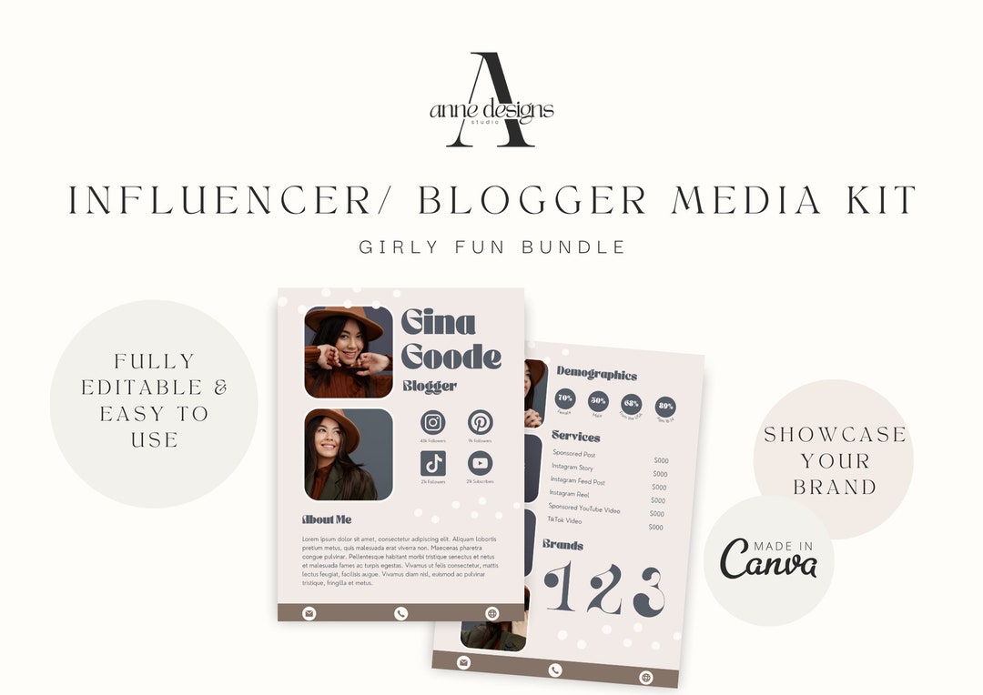 Girly Fun Influencer/ Blogger Media Kit - Etsy