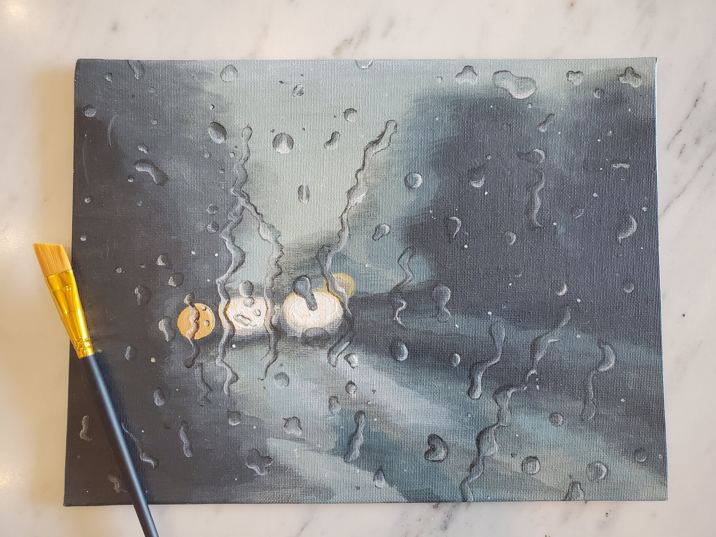 Original 12x9 Acrylic Painting on Canvas Board - Rainy Night Drive - Etsy