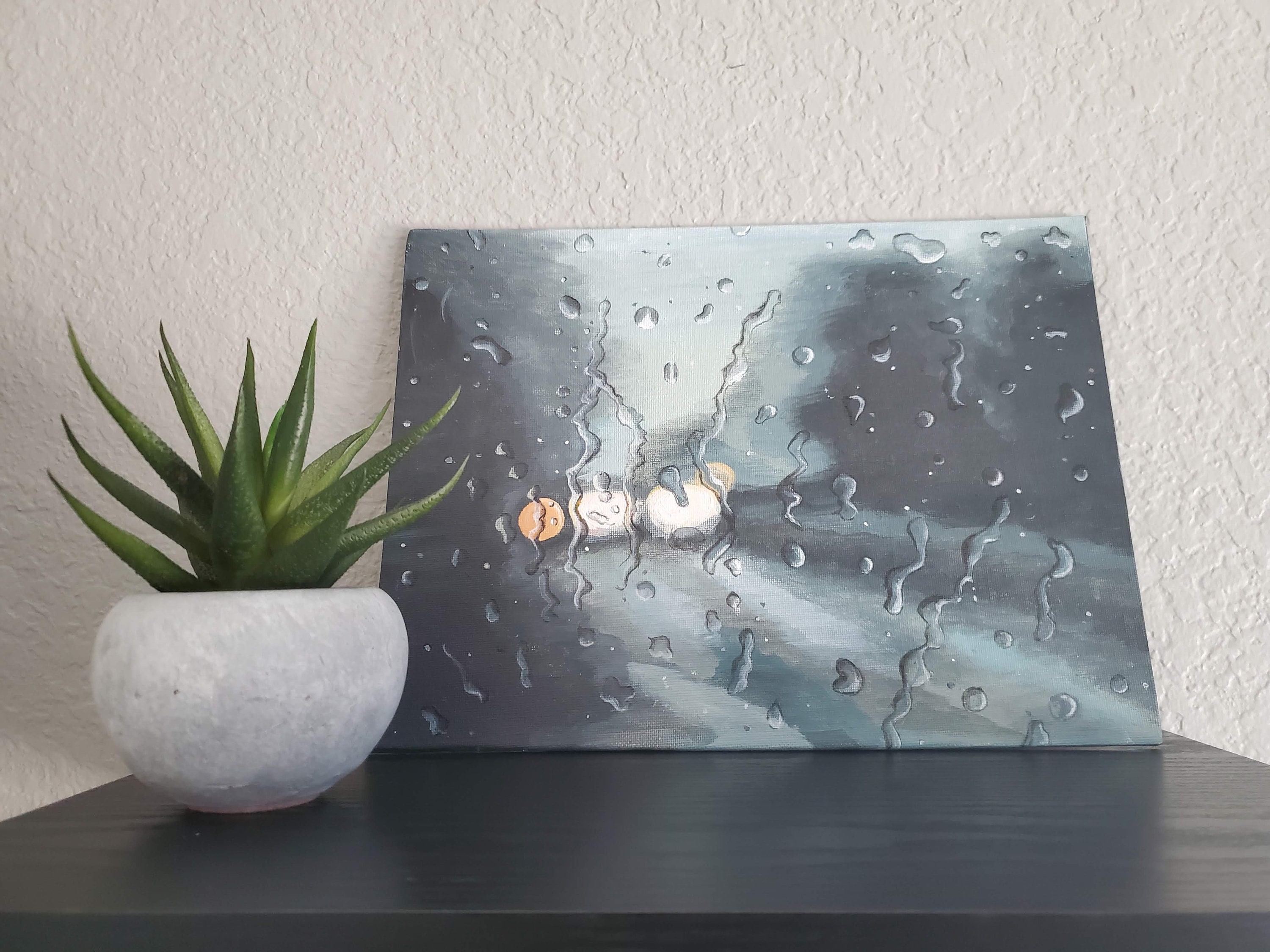 Original 12x9 Acrylic Painting on Canvas Board - Rainy Night Drive - Etsy