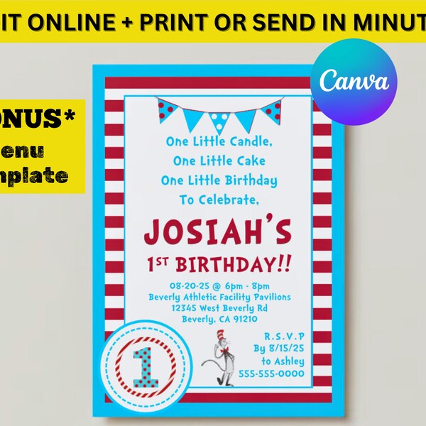 Dr Seuss Invitation - Etsy