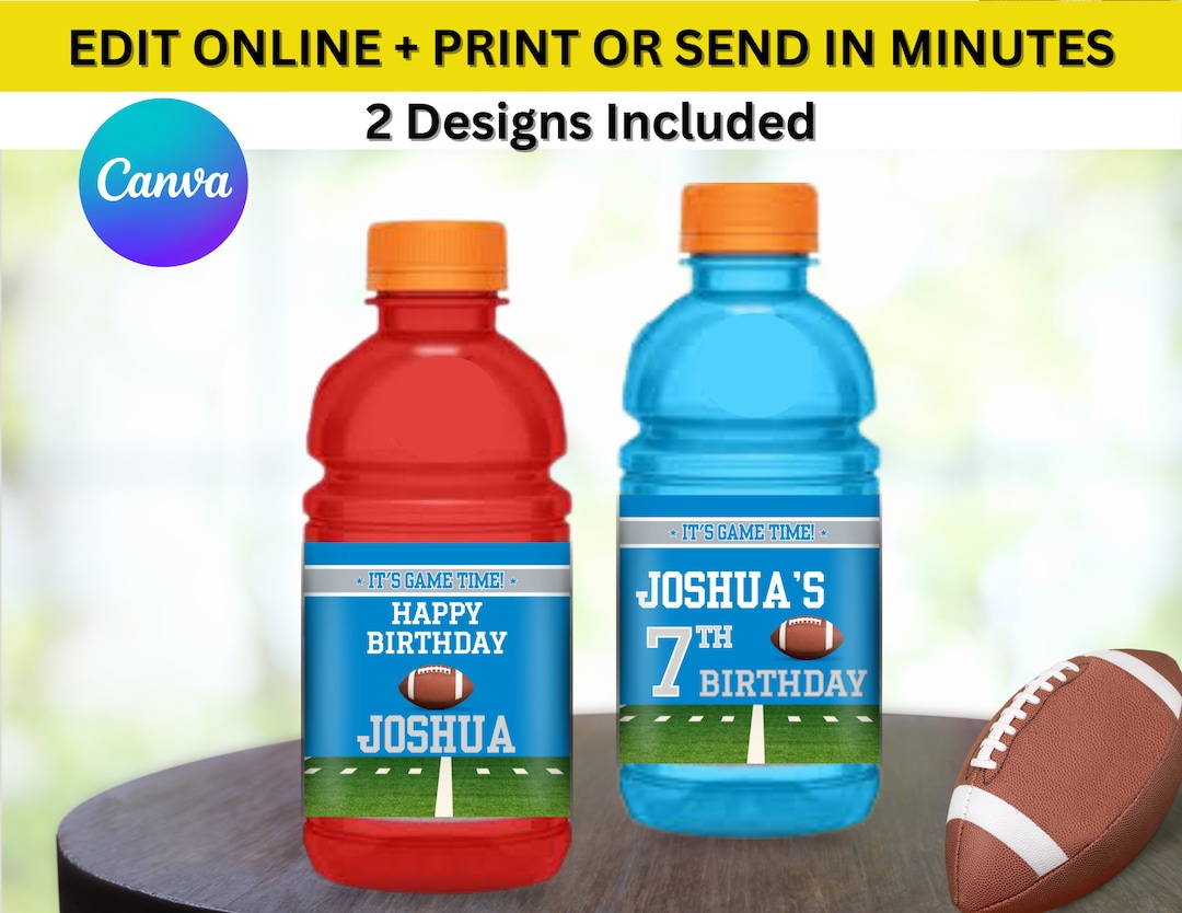 Editable Gatorade Bottle Label Wrapper Lions Blue Silver Football ...