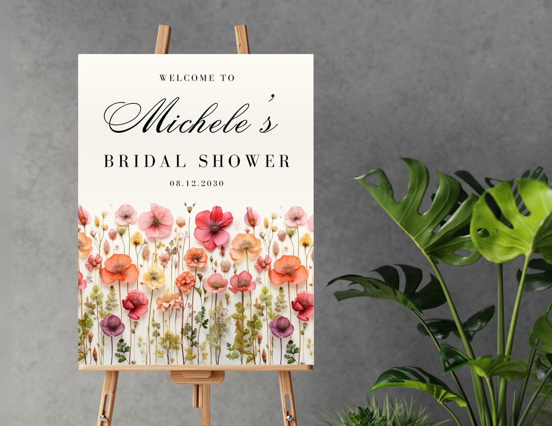 Editable Wildflower Welcome Sign Template, Printable Bridal Shower ...