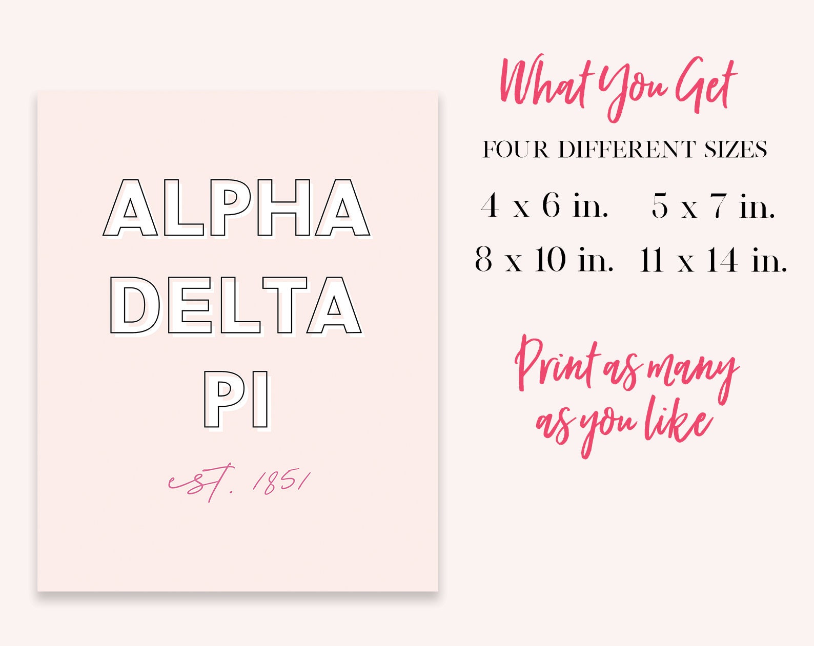 Alpha Delta Pi Sorority Printable Art Print ADPi Sorority | Etsy