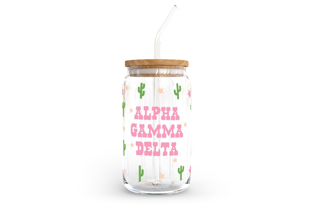 Alpha Gamma Delta Western Sorority Can Shaped Glass for Iced Coffee ...