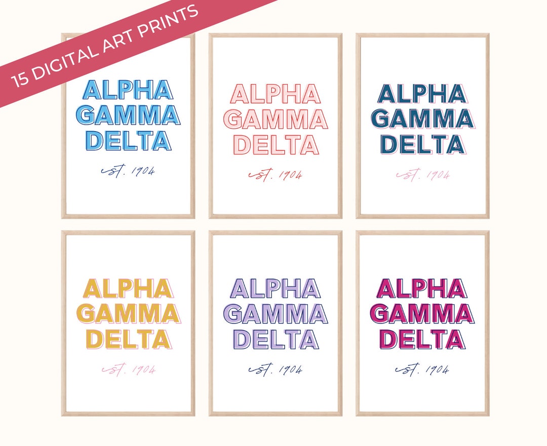 15 Alpha Gamma Delta Sorority Art Prints, College Dorm Decor Bundle ...