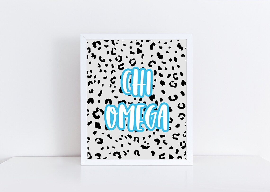 Chi Omega Sorority Printable Leopard Art Print Chi O Sorority - Etsy