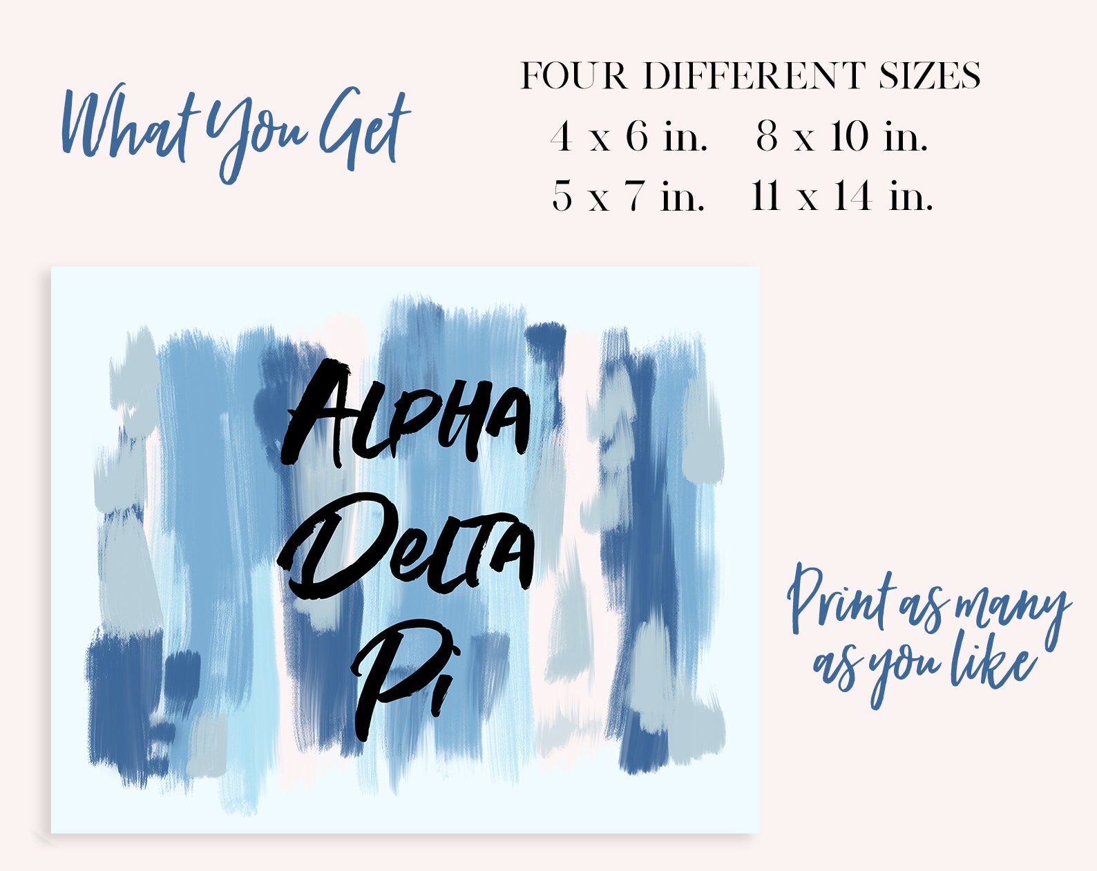 Alpha Delta Pi Sorority Blue Printable Art Print Adpi - Etsy