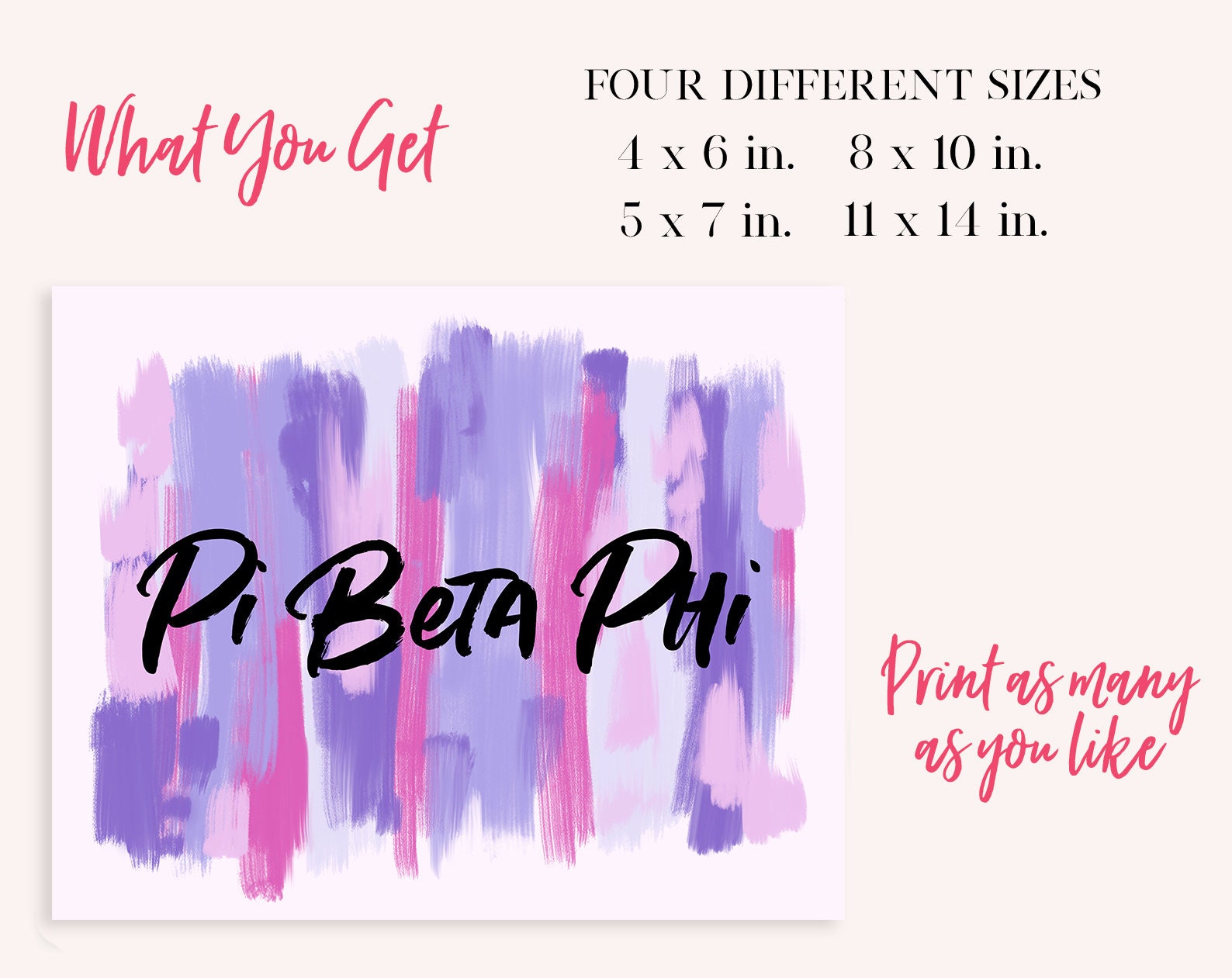 Pi Beta Phi Sorority Printable Purple Art Print, Pi Phi Sorority Wall ...