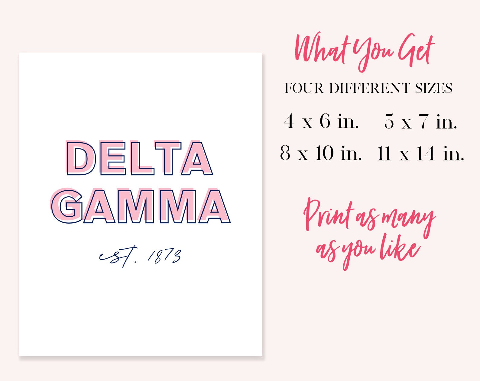 Delta Gamma Electric Sorority Printable Art Print DG Sorority | Etsy
