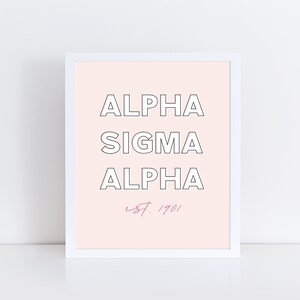 Alpha Sigma Alpha Sorority Printable Art Print, ASA Sorority Wall Decor ...