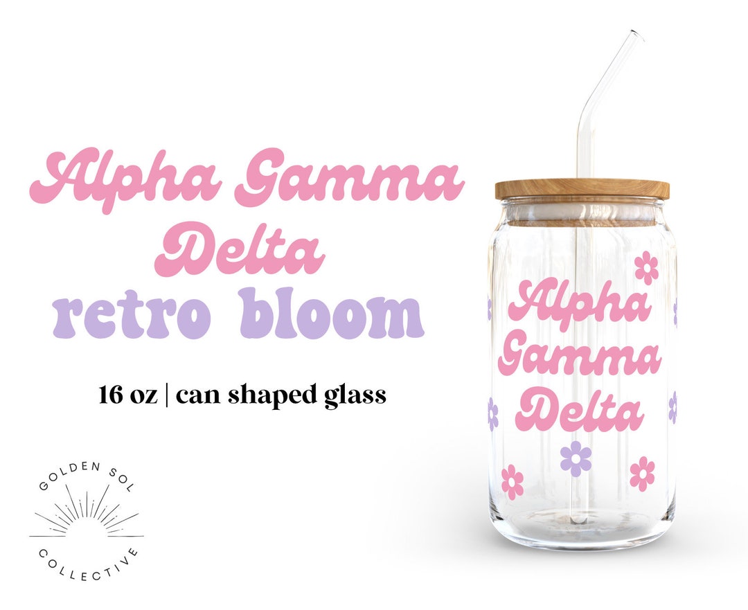 Alpha Gamma Delta Retro Sorority Can Shaped Glass for Iced Coffee ...