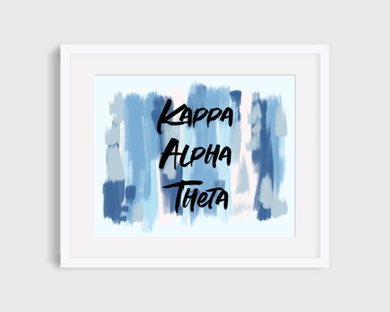 Kappa Alpha Theta Sorority Blue Printable Art Print Kao Etsy