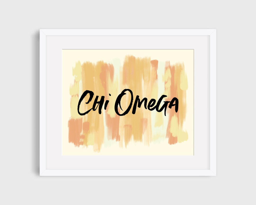 Chi Omega Sorority Yellow Printable Art Print, Chi Omega Sorority Wall ...