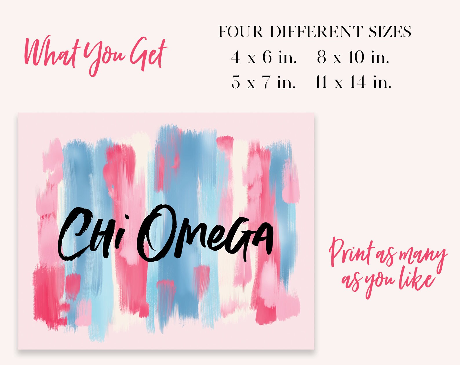 Chi Omega Sorority Printable Art Print, Chi Omega Sorority Wall Decor ...