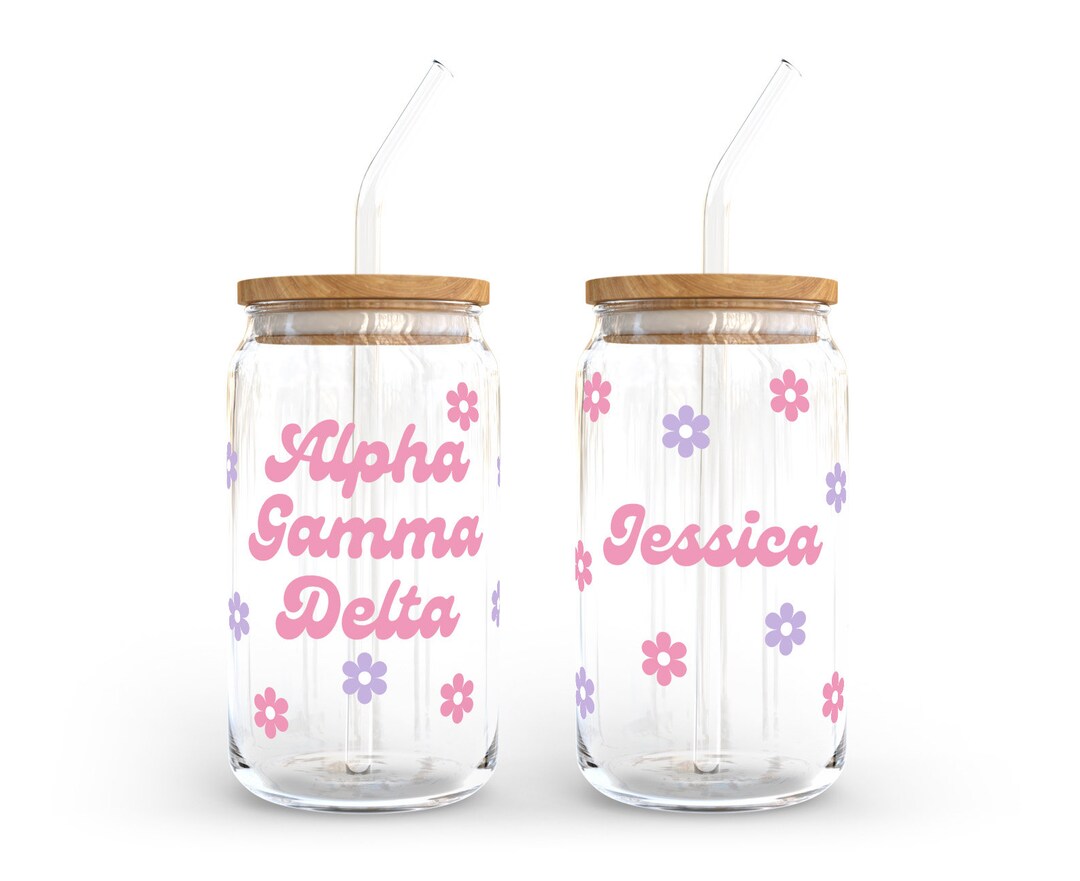 Personalized Alpha Gamma Delta Retro Sorority Can Shaped Glass for Iced ...