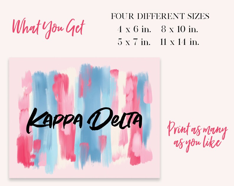 Kappa Delta Sorority Printable Art Print, KD Sorority Wall Decor, Big ...