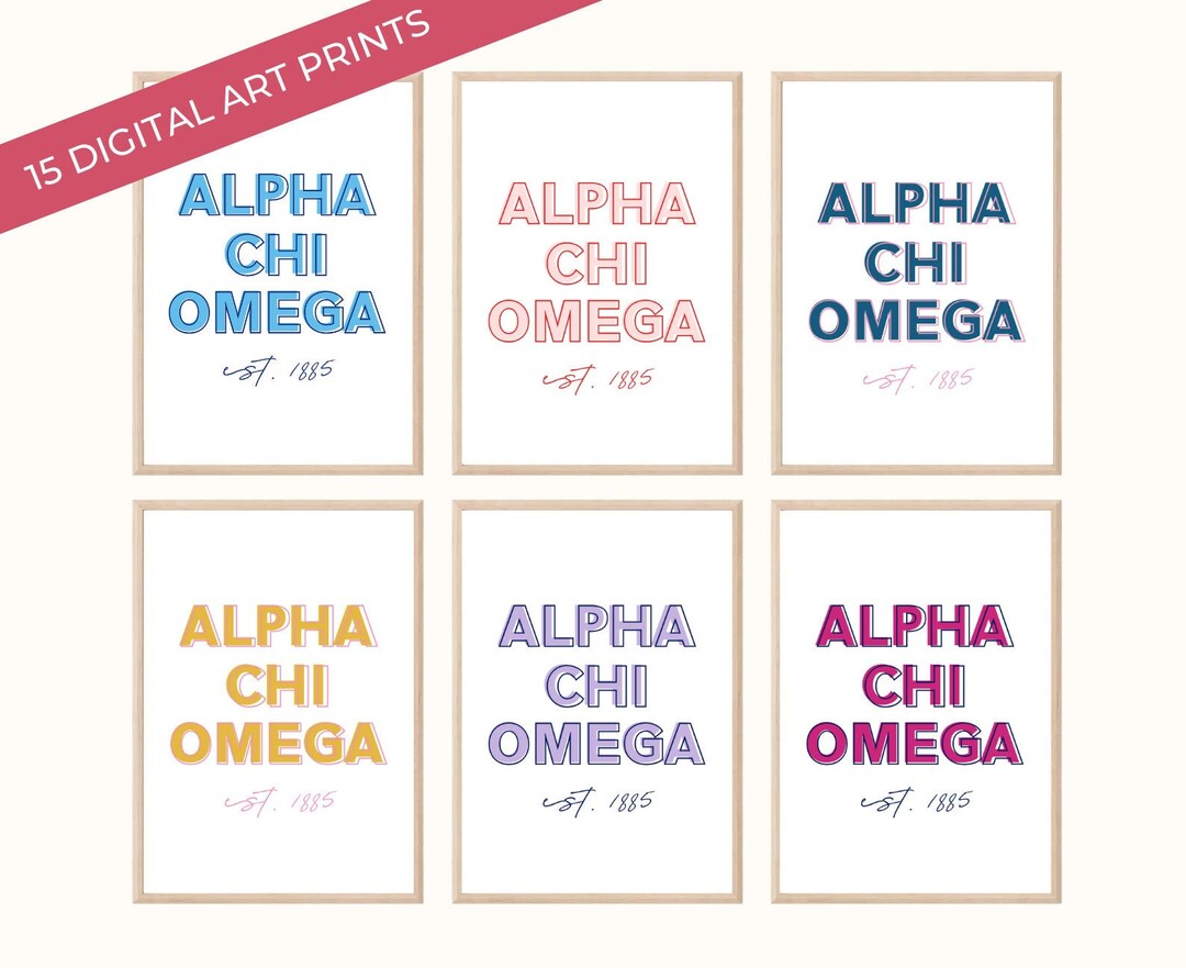 15 Alpha Chi Omega Sorority Art Prints, College Dorm Decor Bundle, AXO ...