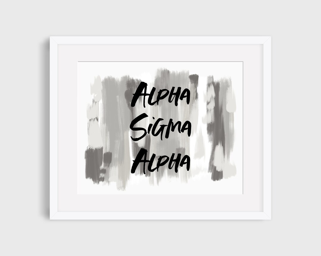 Alpha Sigma Alpha Sorority Gray Printable Art Print, ASA Sorority Wall ...