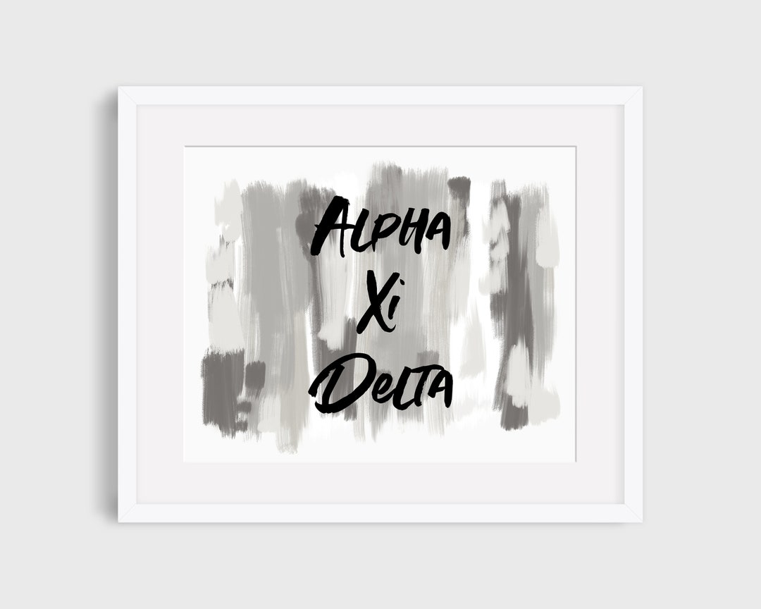Alpha Xi Delta Sorority Gray Printable Art Print, Axid Sorority Wall ...