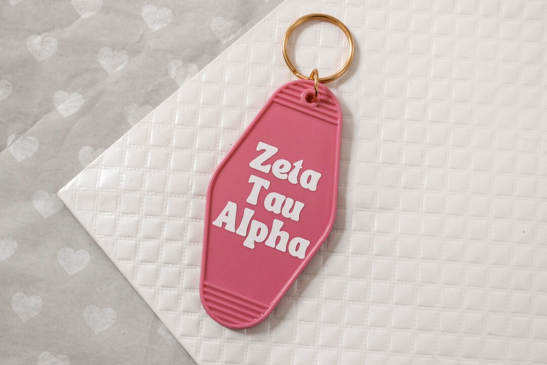 Zeta Tau Alpha Sorority Retro Keychain, ZTA Key Ring Gift, Big Little ...