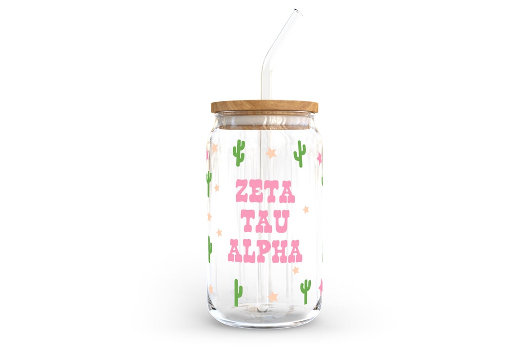 Zeta Tau Alpha Western Sorority Can Shaped Glass for Iced Coffee, ZTA ...