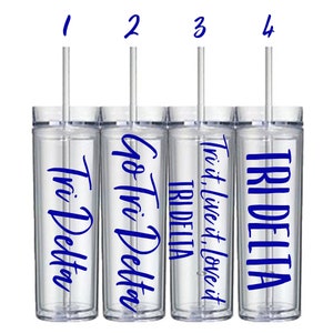 Delta Delta Delta Tumbler, Tri Delta Sorority Cup, Sorority Water ...