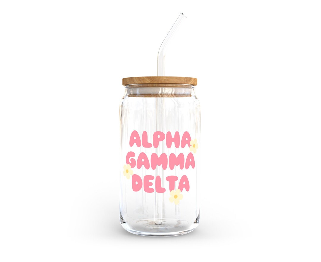 Alpha Gamma Delta Sorority Can Shaped Glass for Iced Coffee, Alpha Gam ...