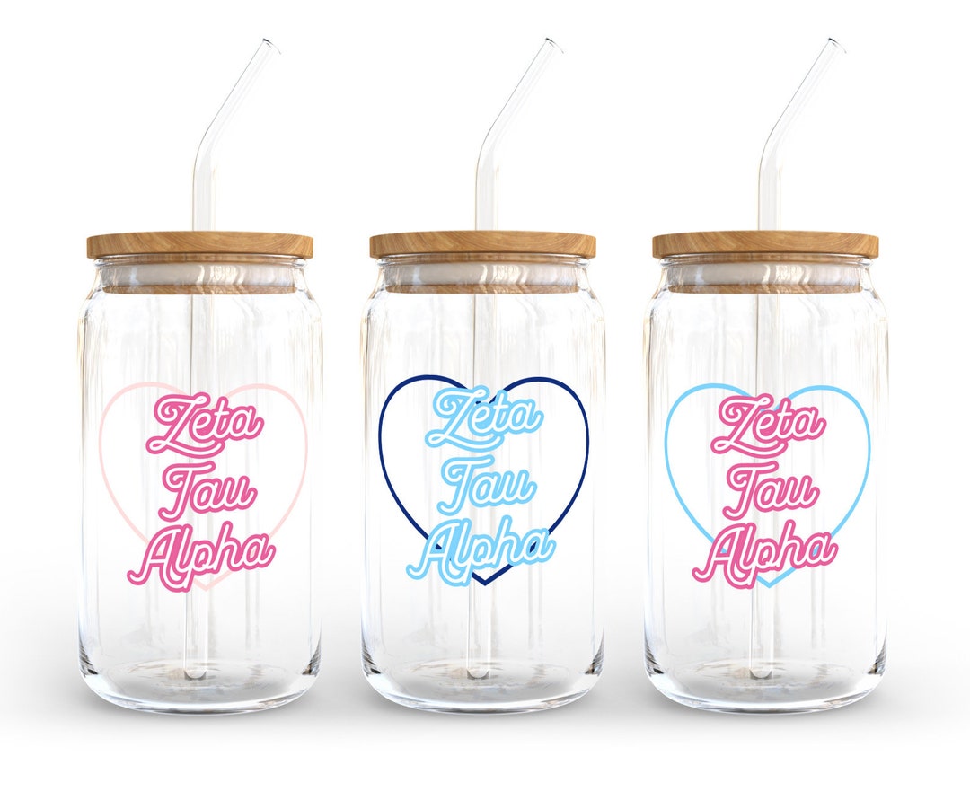 Zeta Tau Alpha Electric Sorority Can Shaped Glass for Iced Coffee, ZTA ...