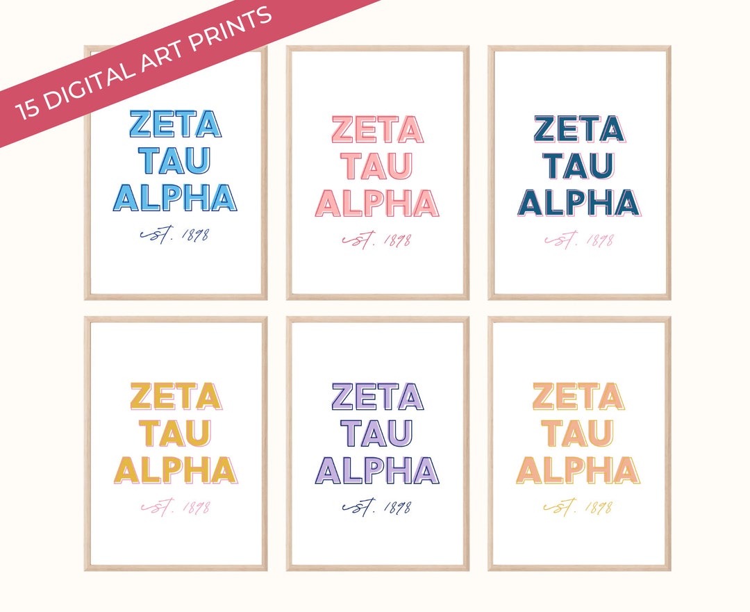 15 Zeta Tau Alpha Sorority Art Prints, College Dorm Decor Bundle, ZTA ...