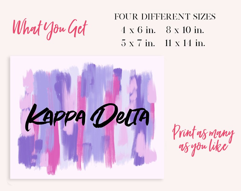 Kappa Delta Sorority Printable Purple Art Print, KD Sorority Wall Decor ...