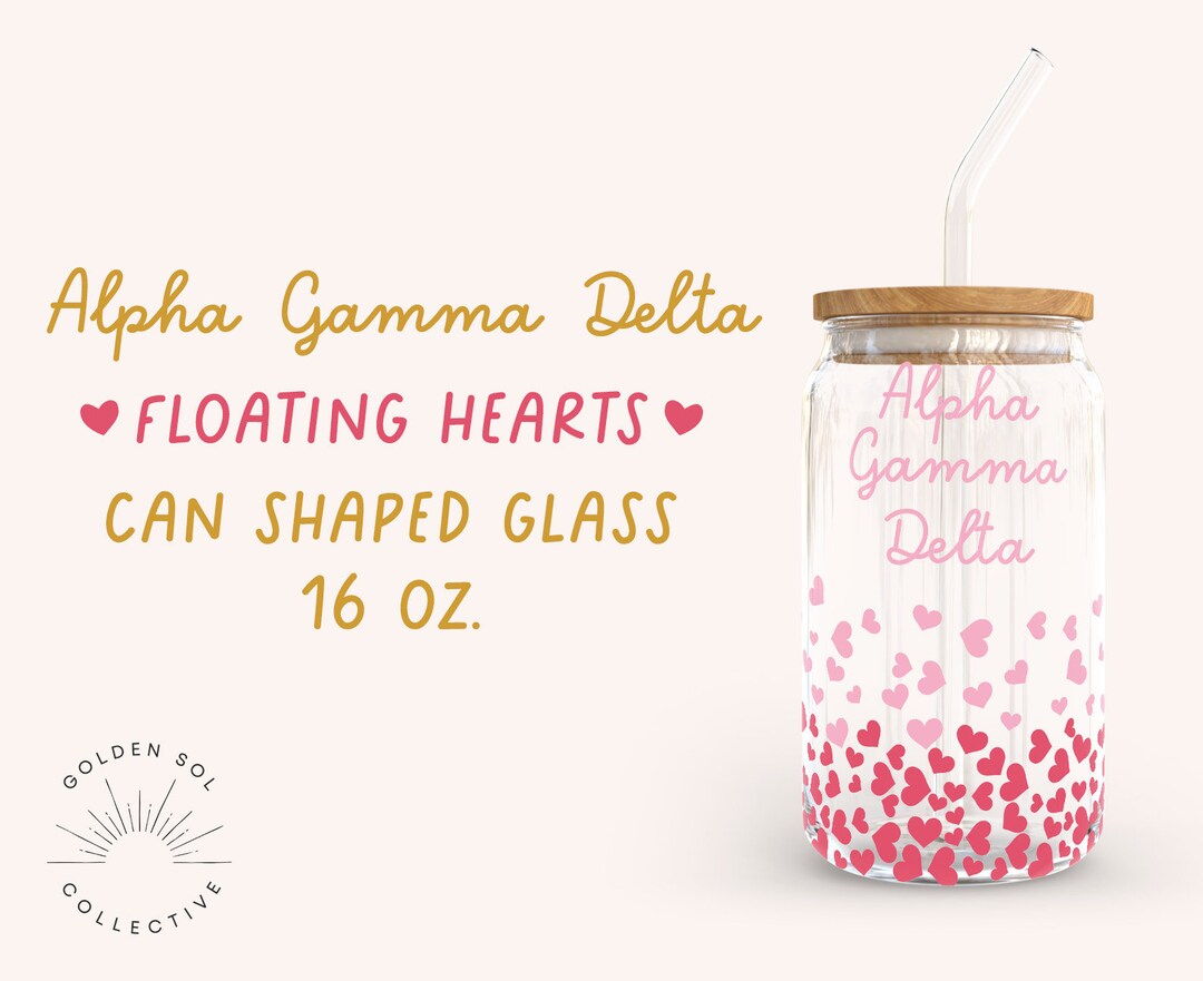 Alpha Gamma Delta Sorority Can Shaped Glass for Iced Coffee, Alpha Gam ...
