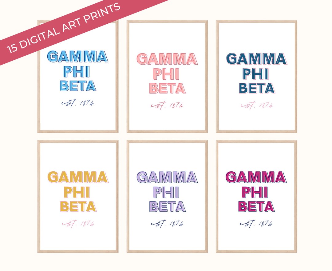 15 Gamma Phi Beta Sorority Art Prints, College Dorm Decor Bundle, Gamma ...