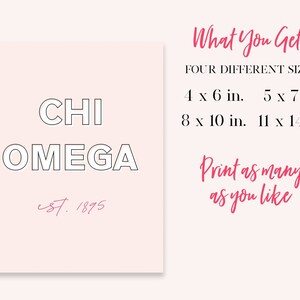 Chi Omega Sorority Printable Art Print, Chi O Sorority Wall Decor, Big ...
