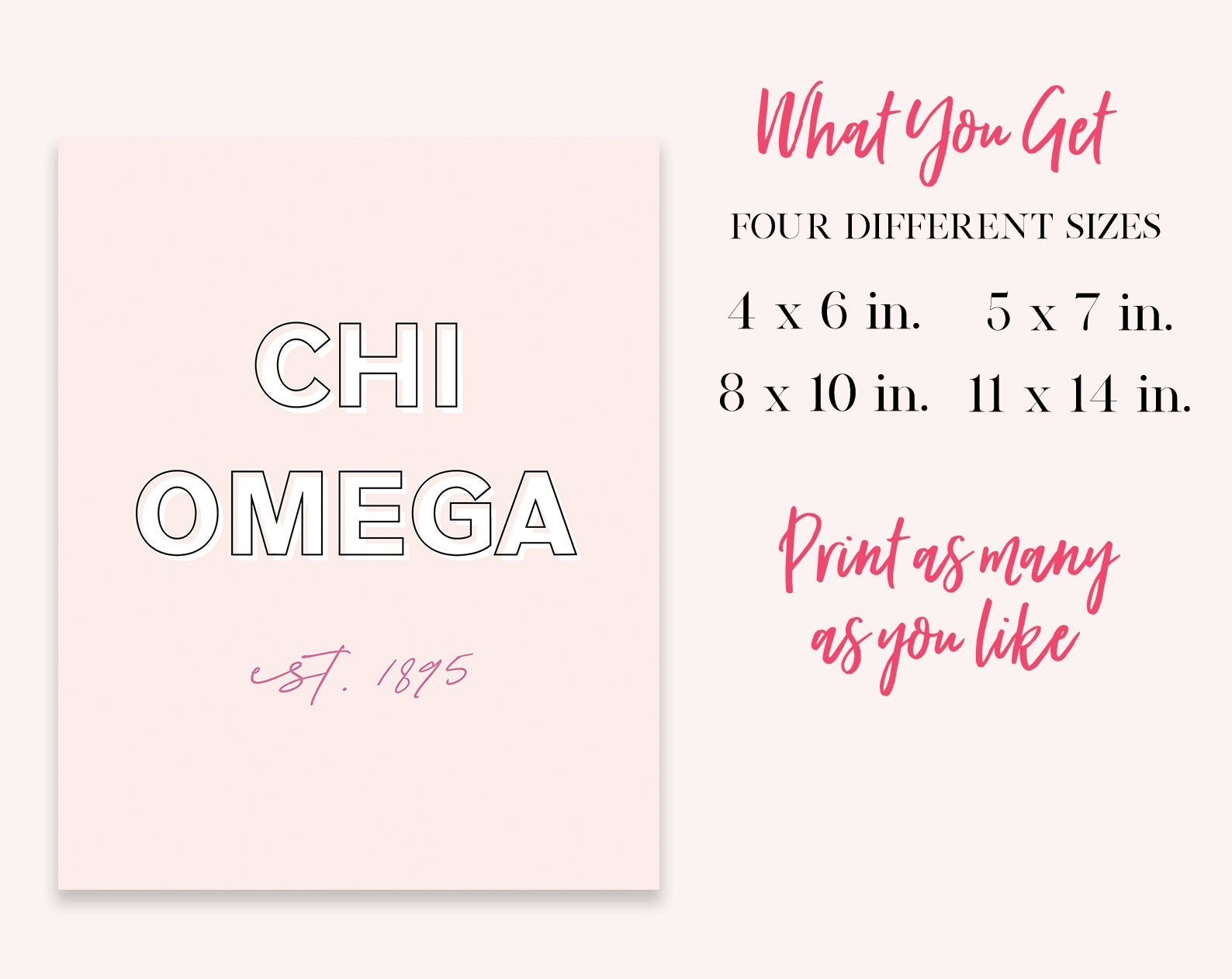 Chi Omega Sorority Printable Art Print, Chi O Sorority Wall Decor, Big ...