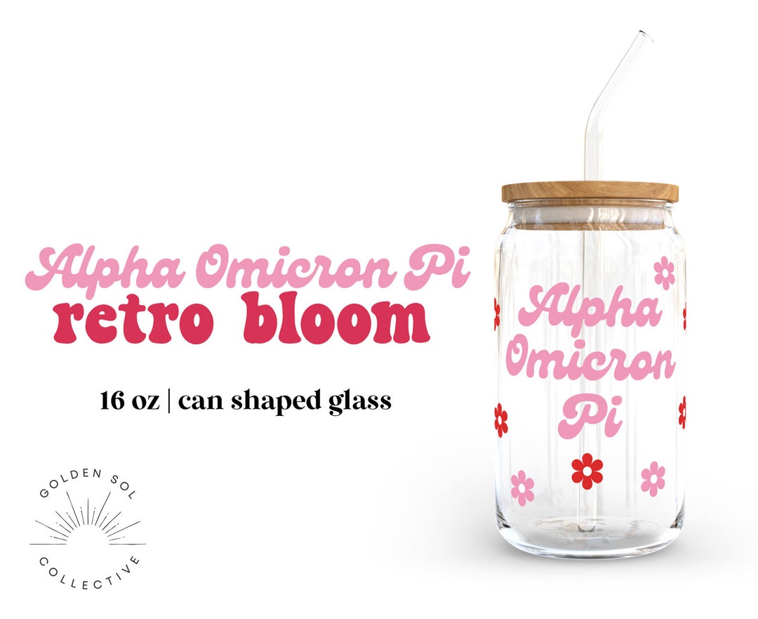 Alpha Omicron Pi Retro Sorority Can Shaped Glass for Iced Coffee, AOII ...