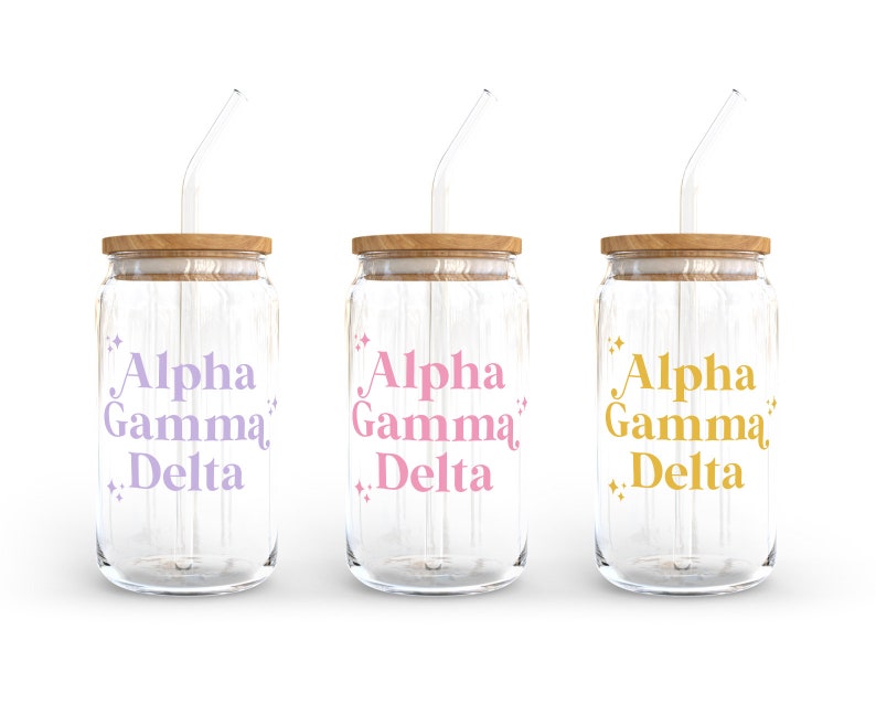 Alpha Gamma Delta Stars Sorority Can Shaped Glass for Iced Coffee ...