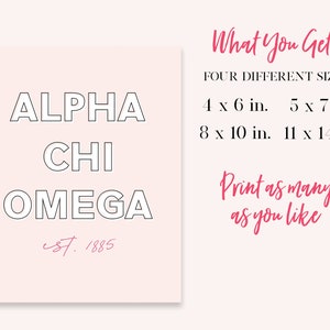 Alpha Chi Omega Sorority Printable Art Print, AXO Sorority Wall Decor ...
