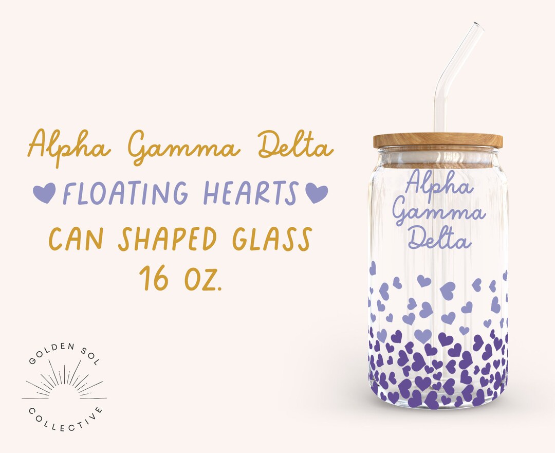 Alpha Gamma Delta Sorority Can Shaped Glass for Iced Coffee, Alpha Gam ...