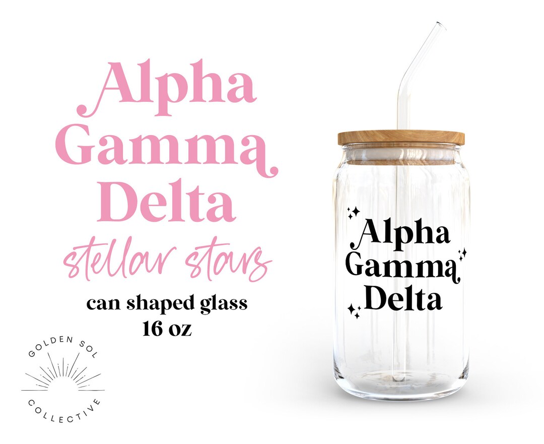 Alpha Gamma Delta Stars Sorority Can Shaped Glass for Iced Coffee ...