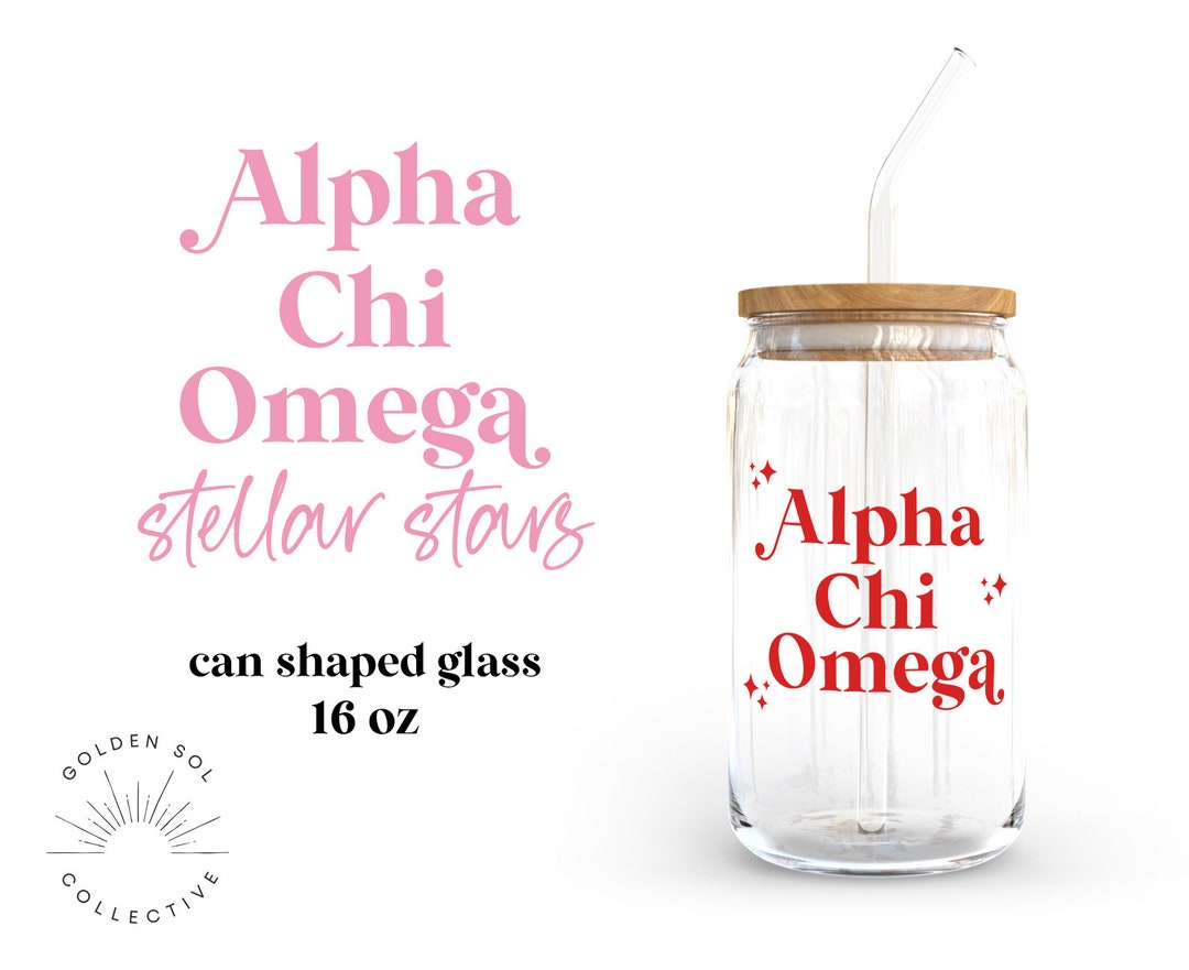 Alpha Chi Omega Stars Sorority Can Shaped Glass for Iced Coffee, AXO ...