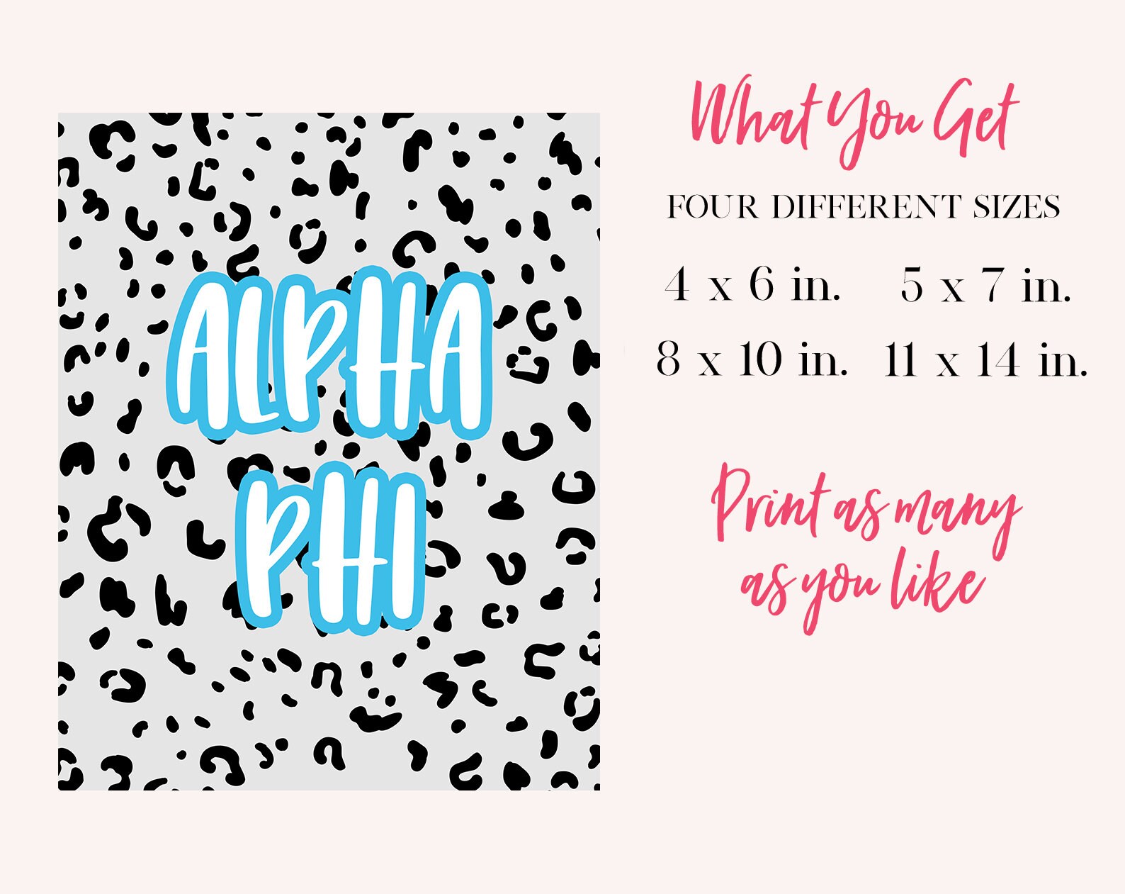 Alpha Phi Sorority Printable Leopard Art Print Alpha Phi | Etsy