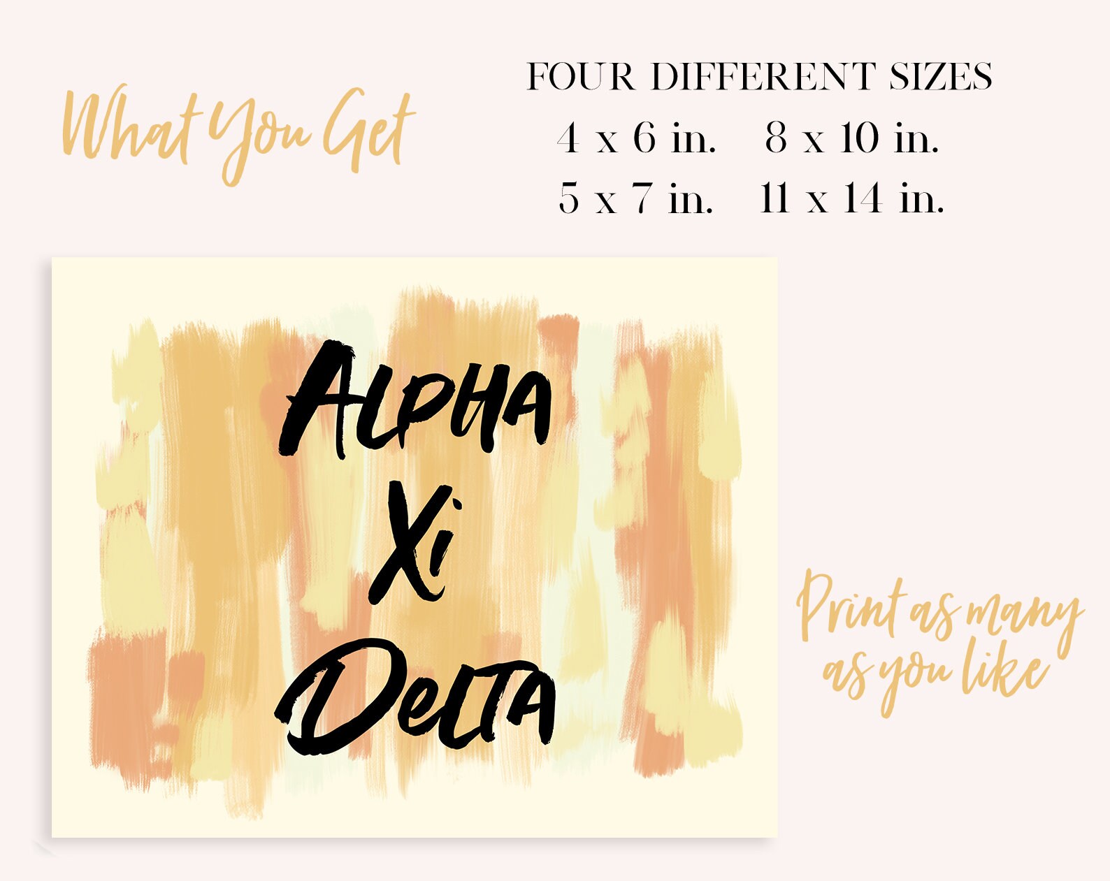 Alpha Xi Delta Sorority Yellow Printable Art Print Axid | Etsy